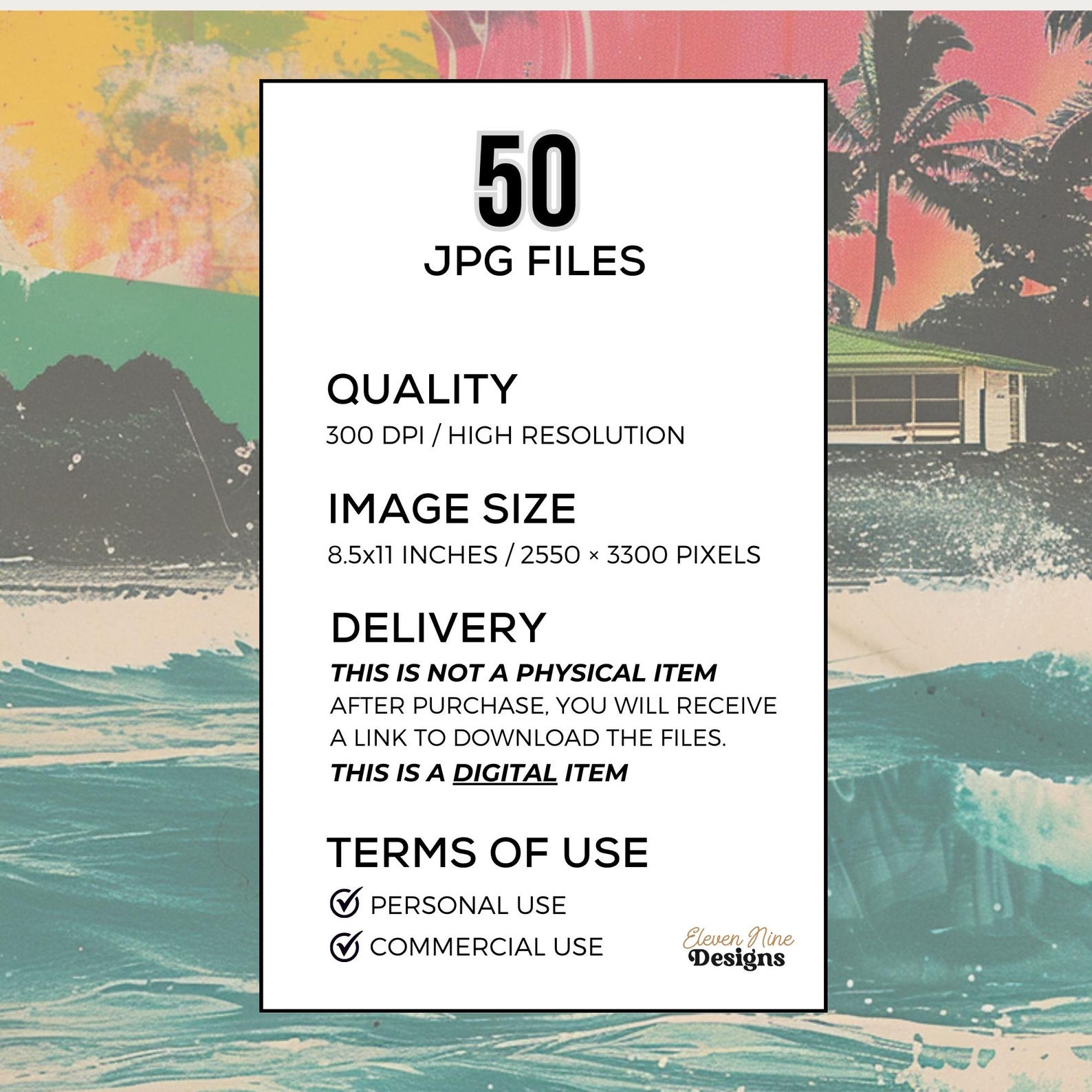 Retro Beach Digital Paper | Vintage Summer Collage Art, 1950s Photos ...