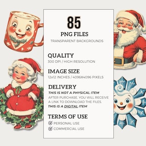 Retro Santa PNG, Cute Santa Clipart, Vintage Christmas Clipart, Retro ...