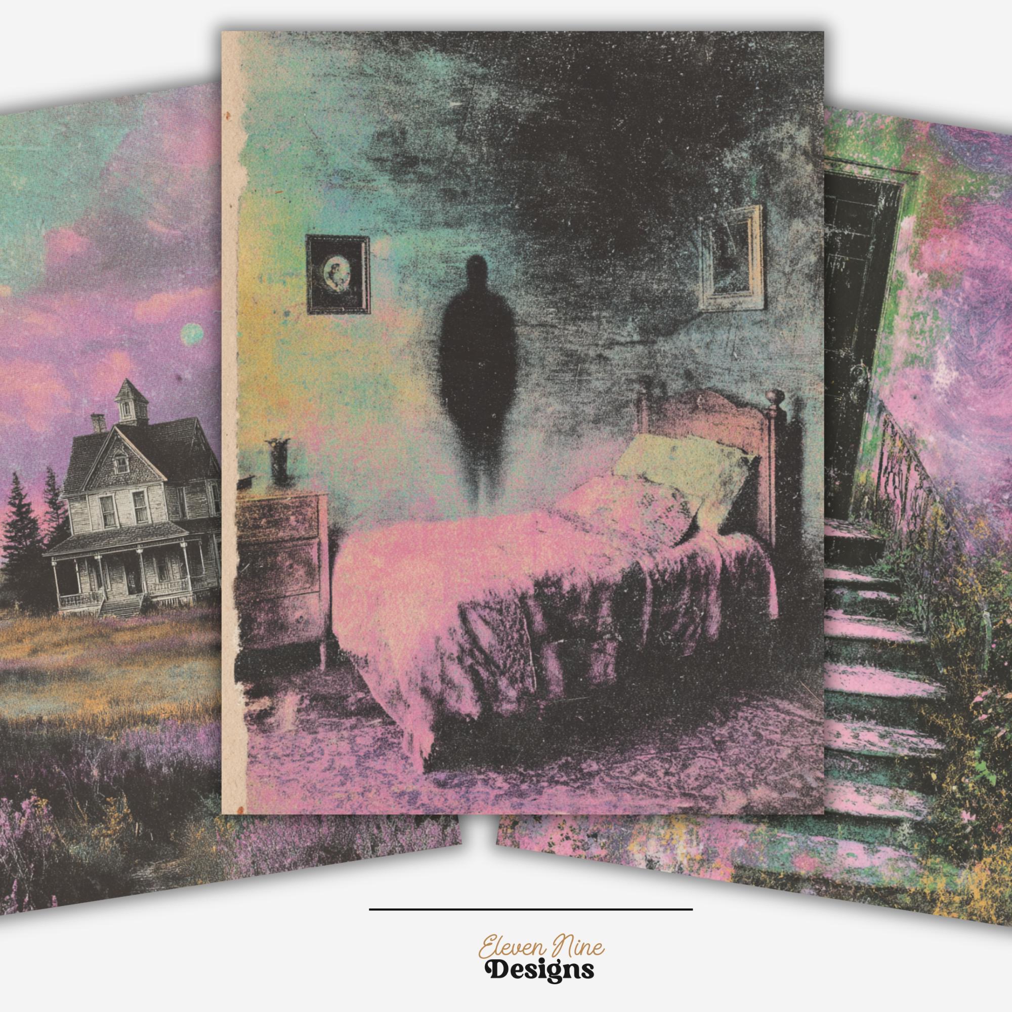 Pretty Creepy Digital Paper, Surreal Horror Collages, Vintage Halloween ...