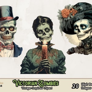 Halloween Zombies Clipart, Victorian Zombies PNG, Horror PNG Clipart, Skeleton Paperdolls PNG ...