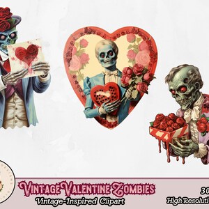 Valentines Clipart, Zombie PNG, Zombie Valentine Digital Download ...