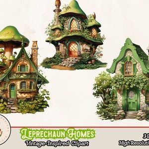 Leprechaun House Clipart, St. Patrick's Day PNG, Irish Clipart, Vintage ...