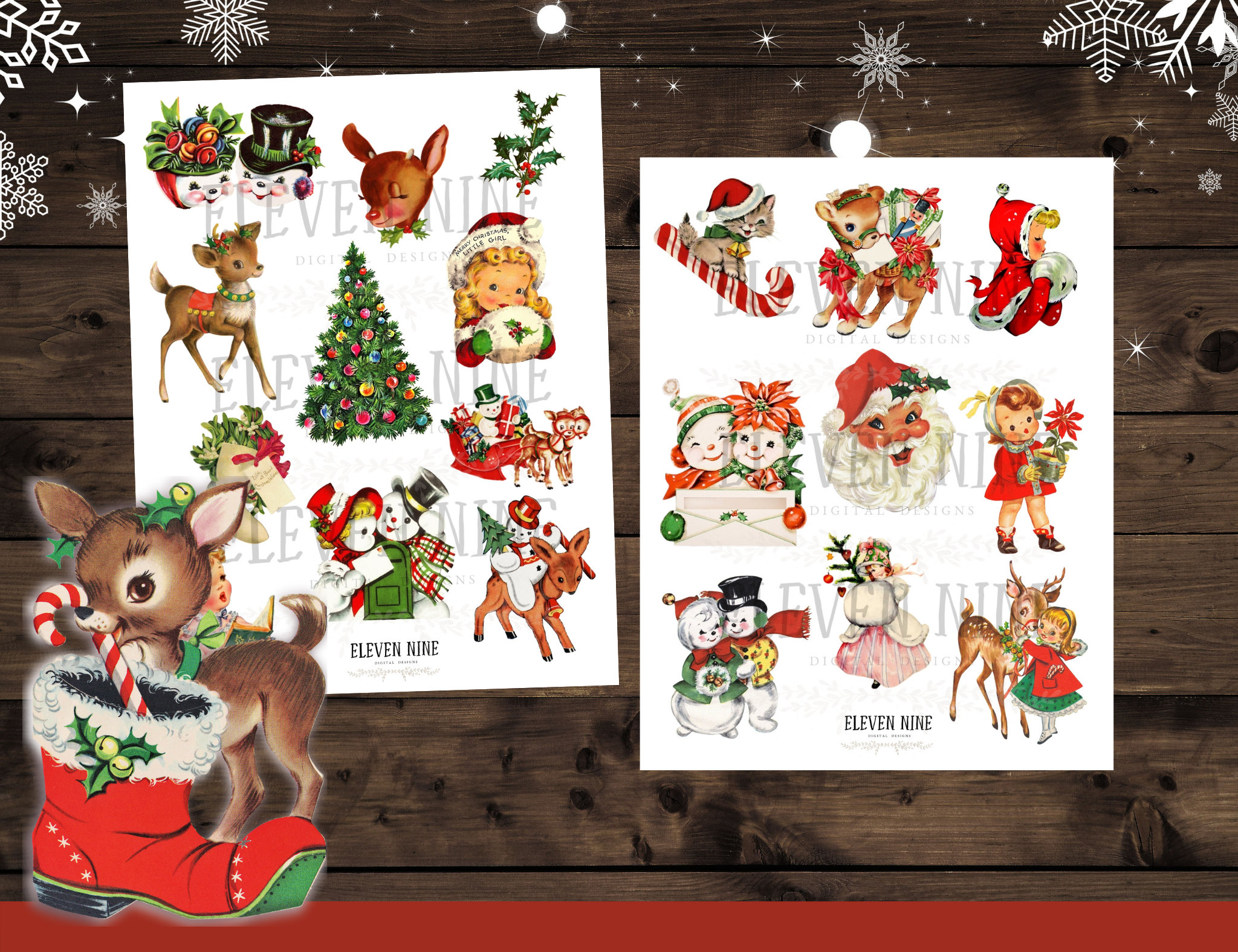 Christmas Digital Collage Sheets,printable Vintage Christmas Digital ...