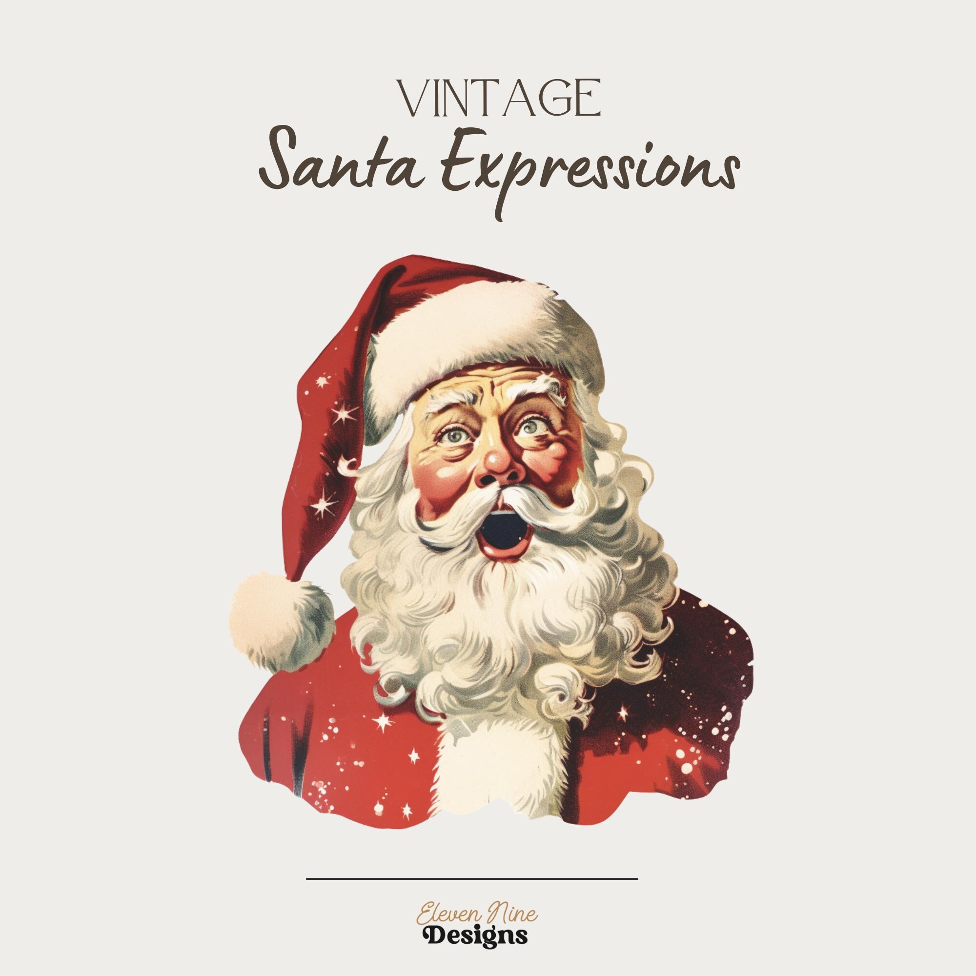 Santa Clipart PNG, Vintage Christmas Clipart, Retro Santa PNG, Vintage ...