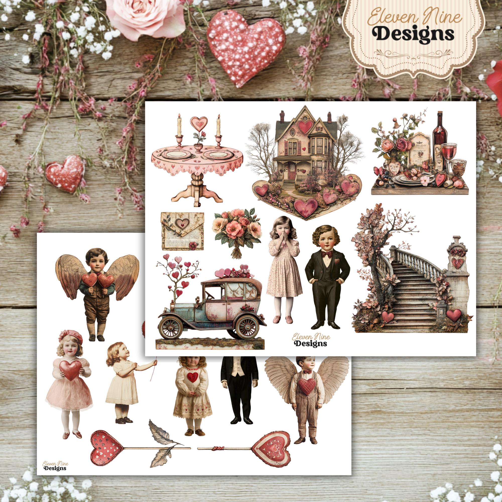 Valentines Printable Paper Dolls, Vintage Whimsical Children, Digital ...