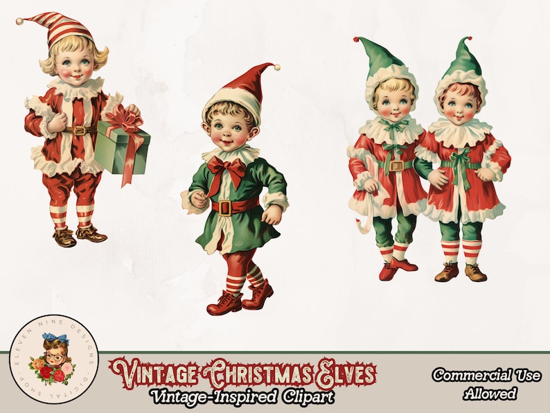 Christmas Elf Clipart PNG, Vintage Christmas Clipart, Elf Design, Elves ...