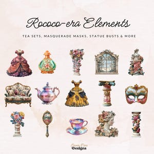 French Rococo Clipart Set, Vintage Marie Antoinette Graphics for ...