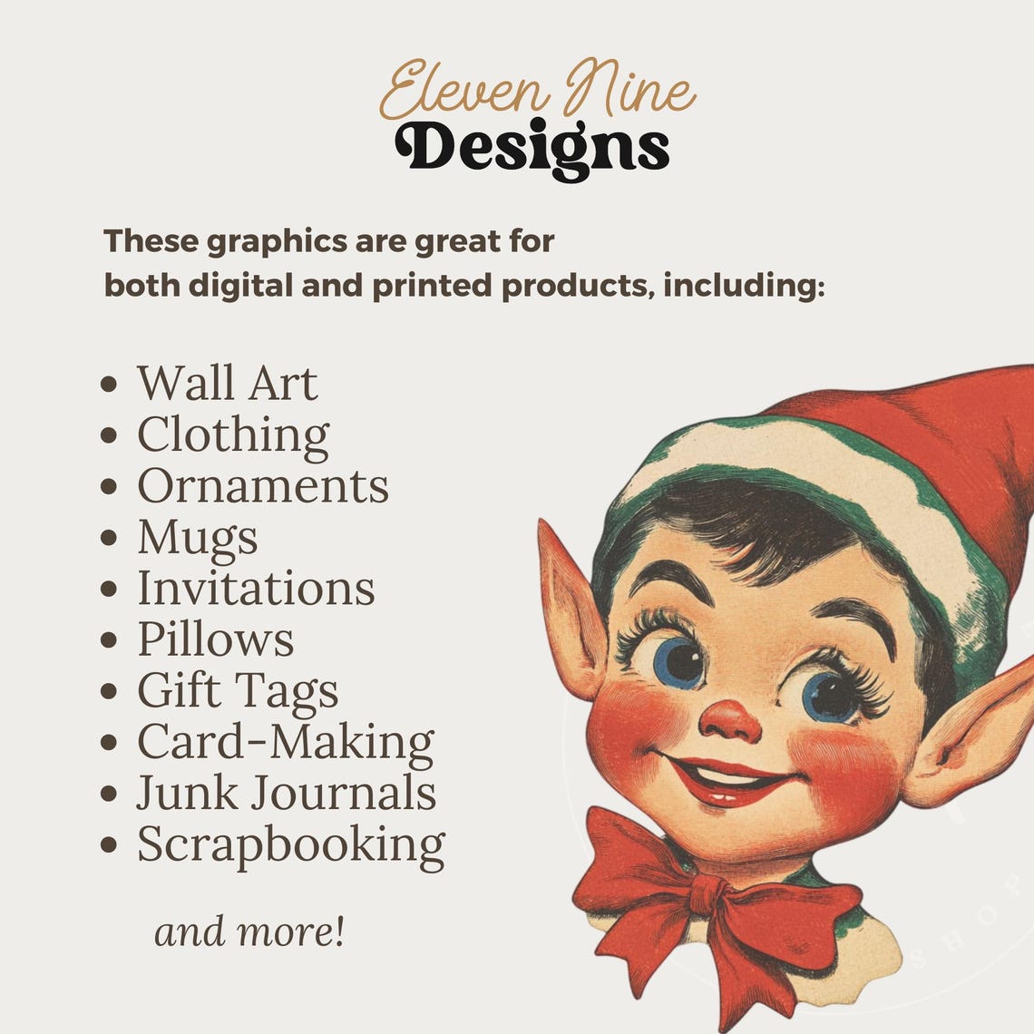Retro Christmas Elf Clipart, Elf PNG, Retro Christmas PNG, Cute Elves ...