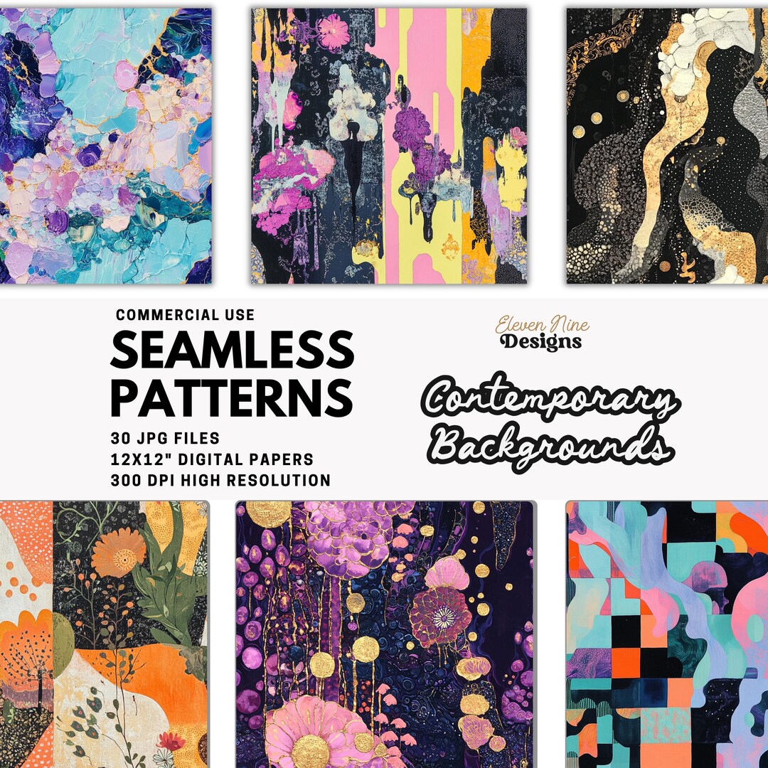 Abstract Seamless Patterns, Colorful Digital Backgrounds, Modern ...