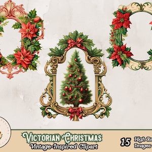 Vintage Victorian Christmas Clipart PNG, Victorian Clipart, Vintage ...