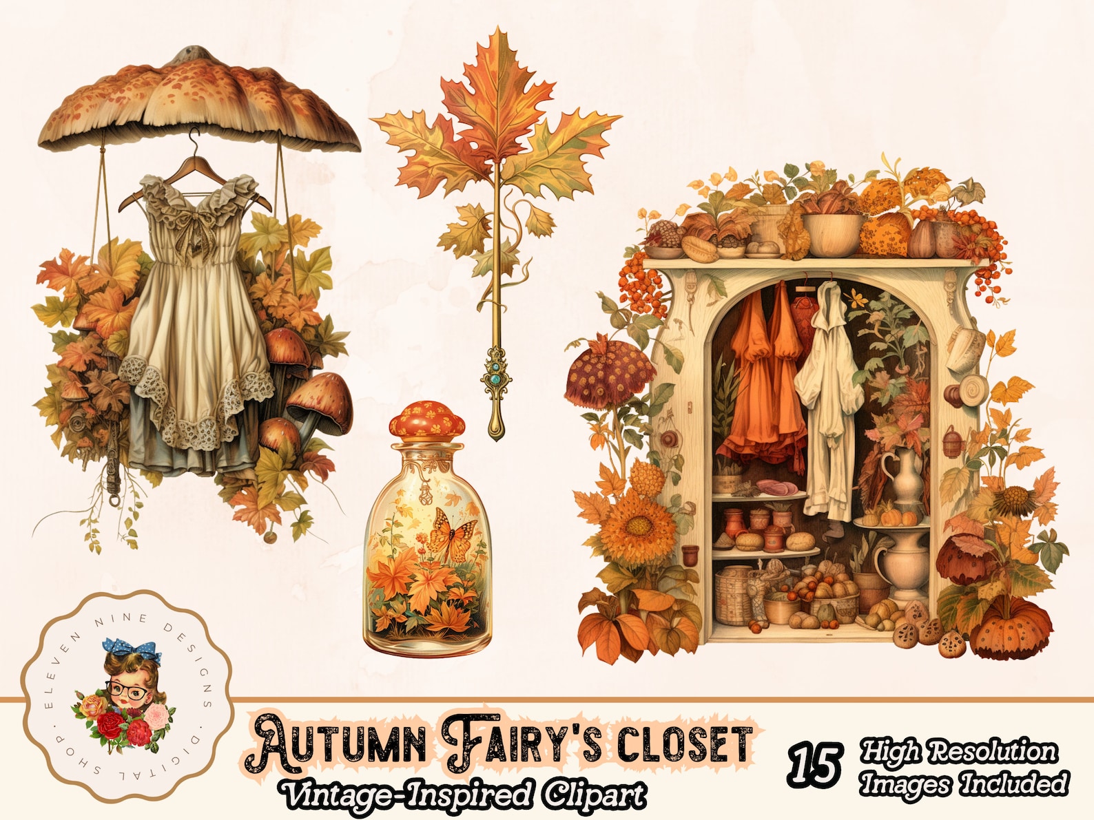 Fairy Clipart PNG, Closet Clipart, Fantasy Autumn Fall Clipart, Magical ...