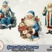 Blue Christmas Clipart, Vintage Blue Santa Christmas PNG, Blue Winter ...