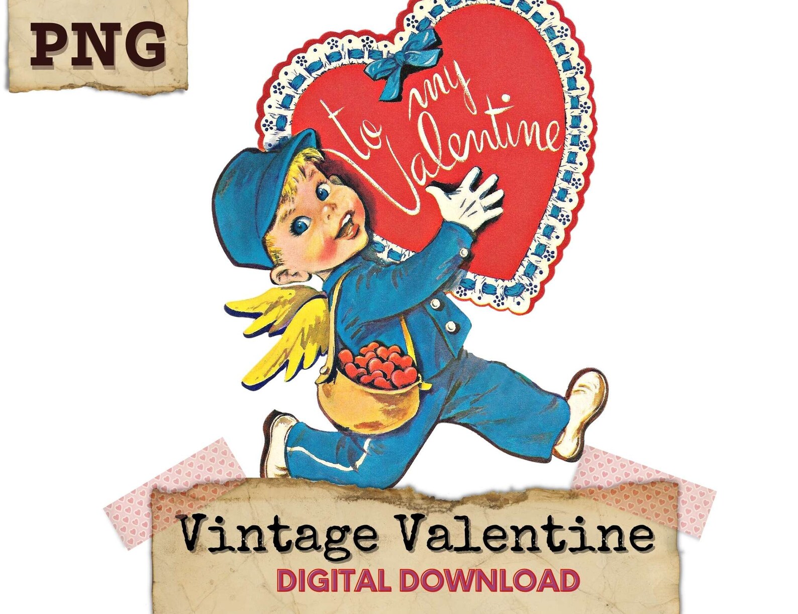 Vintage Valentines PNG Retro Valentines Clipart Valentine - Etsy