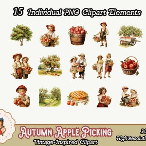 Apple Picking Clipart, Apple PNG, Fall Autumn Harvest, Apple Orchard ...