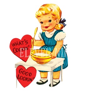 Vintage Valentines Clipart, Retro Valentines, Cooking Clipart, Baker ...
