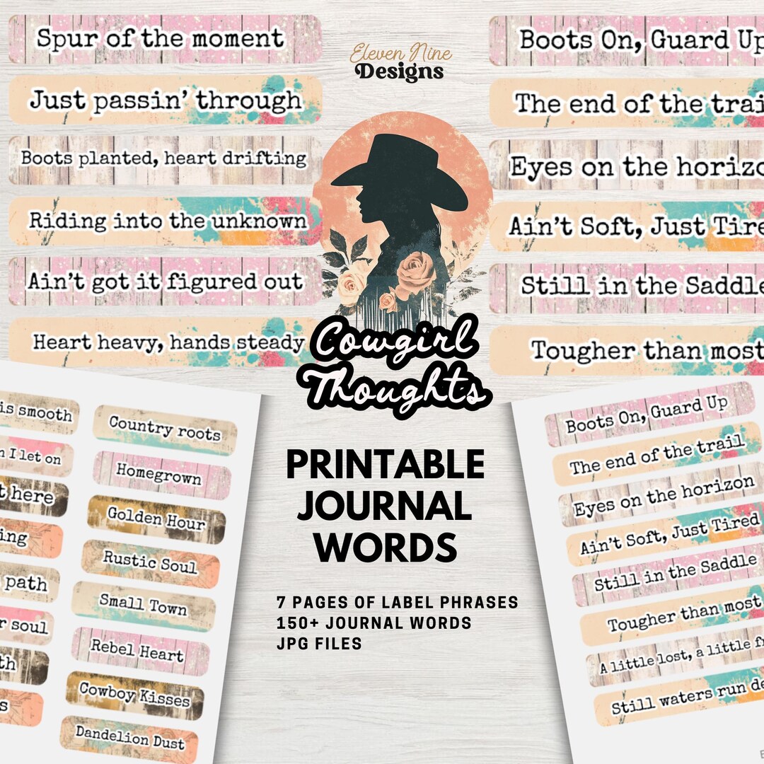 Printable Cowgirl Quotes: Rustic Western Scrapbook Words (digital ...