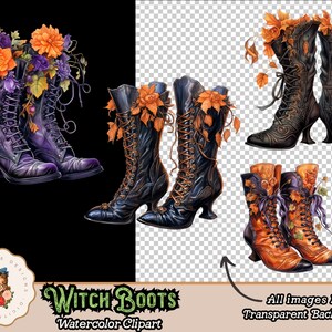 Halloween Witch Boots Clipart, Witch Boots PNG, Watercolor Gothic Witch ...