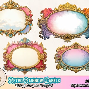 Rainbow Labels Frame Clipart, Rainbow PNG, Blank Gift Tags, Rainbow ...