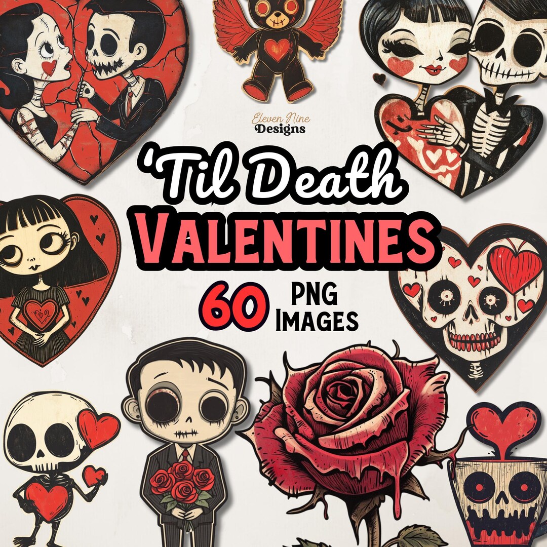 Spooky Valentines Clipart, Gothic Valentines PNG, Couples Clip Art ...