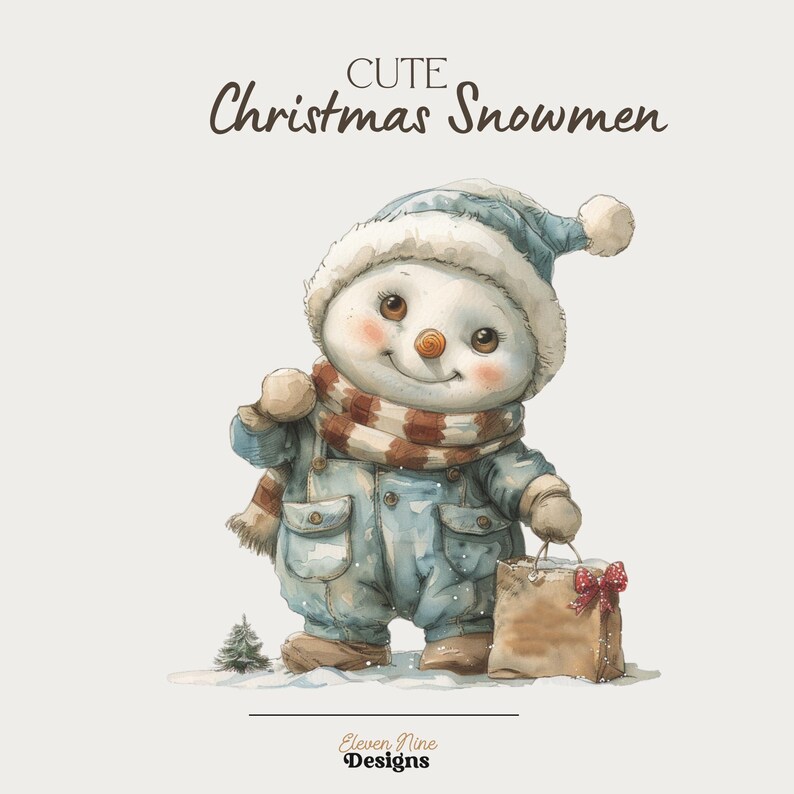 Cute Snowmen Clipart Set, Winter Clip Art Bundle, Digital Snowmen ...