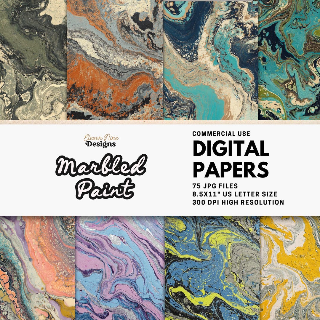 Marbled Paint Digital Paper, Abstract Acrylic Pour Textures, Fluid Art ...