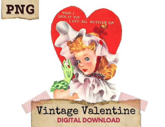 Vintage Valentines Clipart Retro Valentines Retro Clipart | Etsy