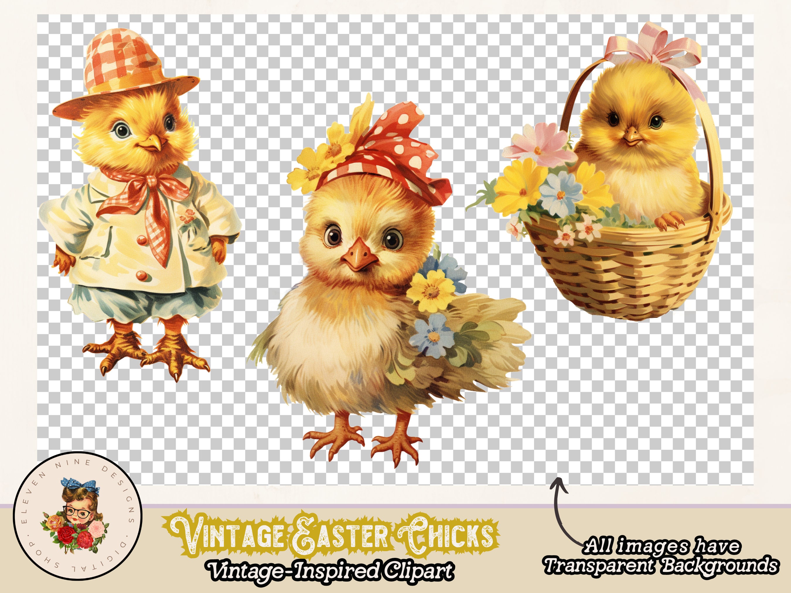Easter Chick Clipart, Easter PNG, Spring Easter Basket PNG, Cute Baby ...