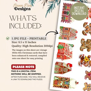Gingerbread Printable, Printable Vintage Christmas, Digital Ephemera ...