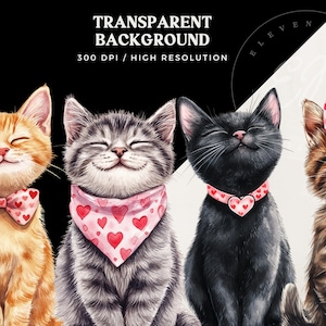 Valentine’s Day Cats PNG Clipart | Cute Kittens With Bows Graphics ...