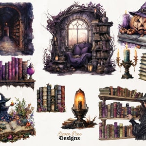 Witch Clipart Bundle, Library Clipart, Book PNG, Haunted Gothic ...