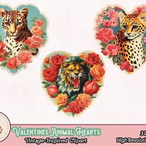Valentine Hearts Clipart, Animal Valentines, Safari Jungle Animal PNG ...