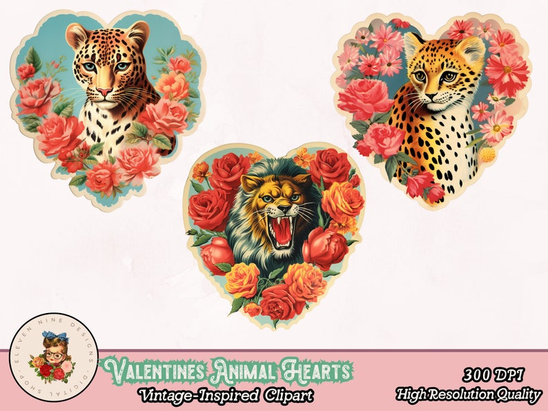 Valentine Hearts Clipart, Animal Valentines, Safari Jungle Animal PNG ...