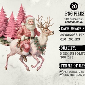 Pink Christmas Clipart, Vintage Pink Christmas PNG, Pink Winter Clipart ...