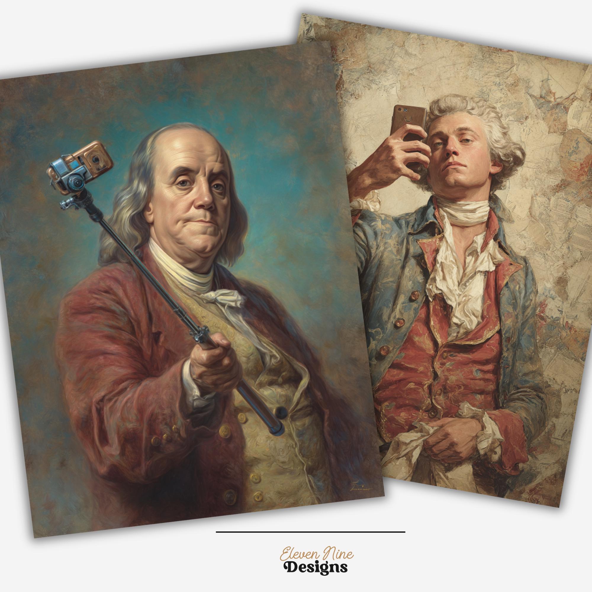Founding Fathers Digital Paper, Funny Vintage American History ...