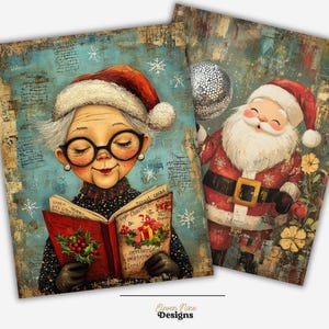 Quirky Christmas Digital Paper Pack, Funny Holiday Backgrounds, Retro ...