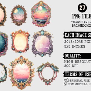 Celestial Clipart, Fantasy Frames PNG, Galaxy Digital Clipart, Sun and ...