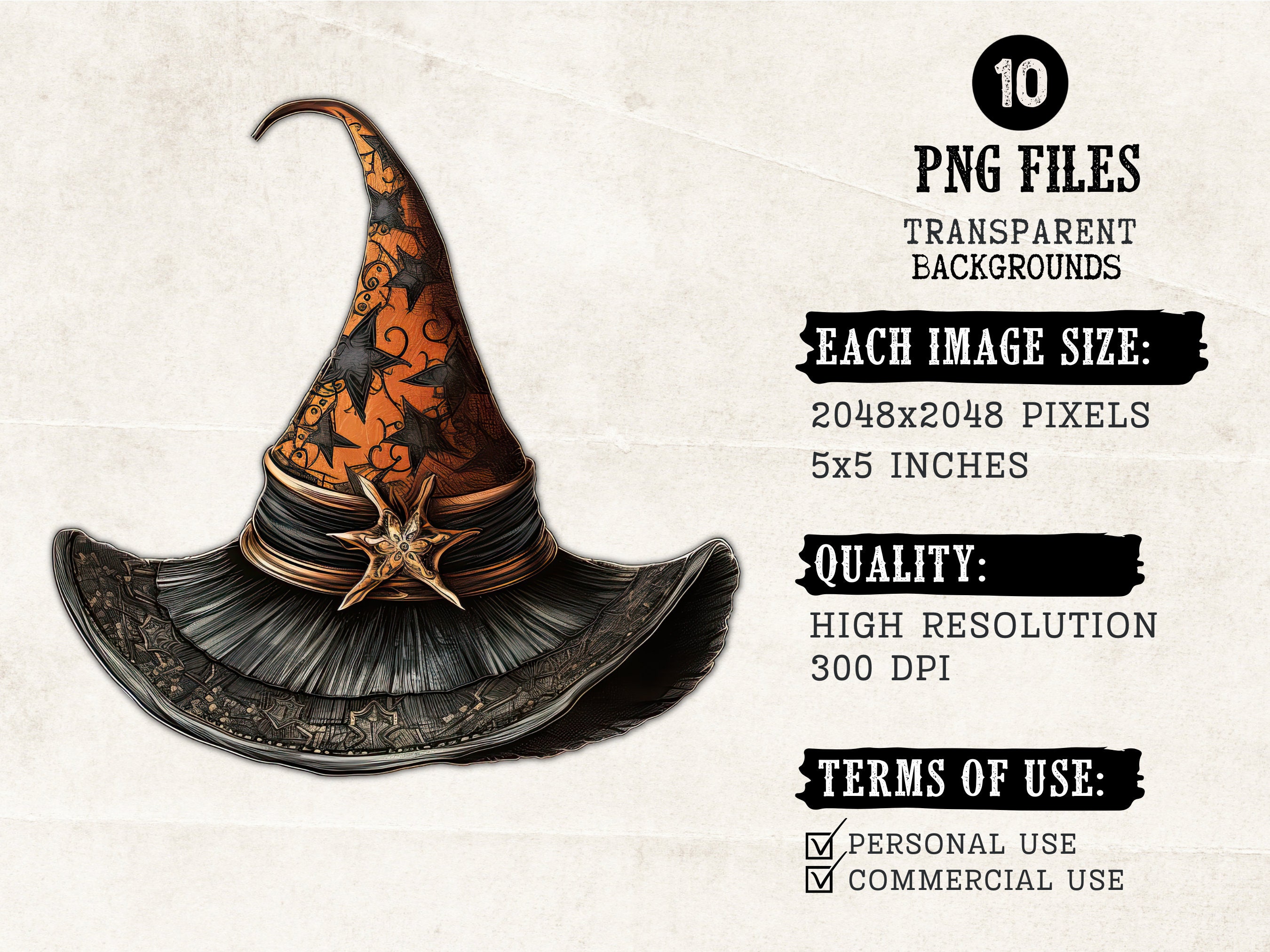 Witch Hat Clipart, Halloween Witch PNG, Commercial Use for Scrapbooking ...
