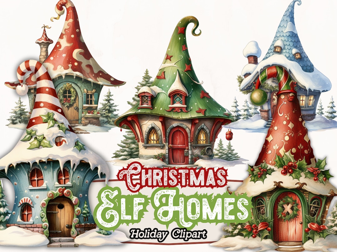 Christmas Elf House Clipart, Elf PNG, North Pole Clipart, Christmas ...
