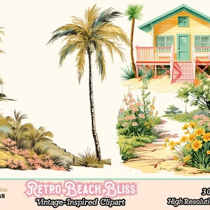 Retro Summer Clipart, Beach Clipart, Summer PNG, Pool Clipart, Retro ...