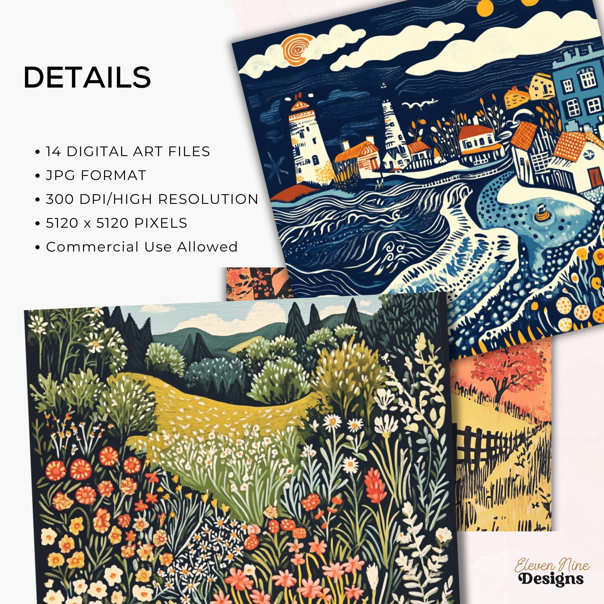 Landscape Scenery Digital Art Bundle – Cottagecore Farmhouse Prints ...