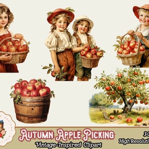 Apple Picking Clipart, Apple PNG, Fall Autumn Harvest, Apple Orchard ...