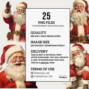 Santa Clipart PNG, Vintage Christmas Clipart, Retro Santa PNG, Vintage ...