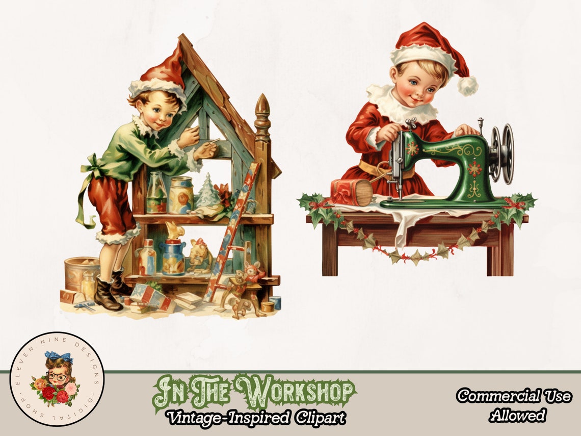 Christmas Elf Clipart PNG, Vintage Christmas Clipart, Elf Design, Elves ...