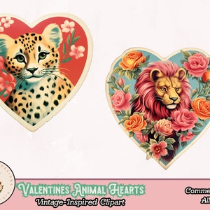 Valentine Hearts Clipart, Animal Valentines, Safari Jungle Animal PNG ...