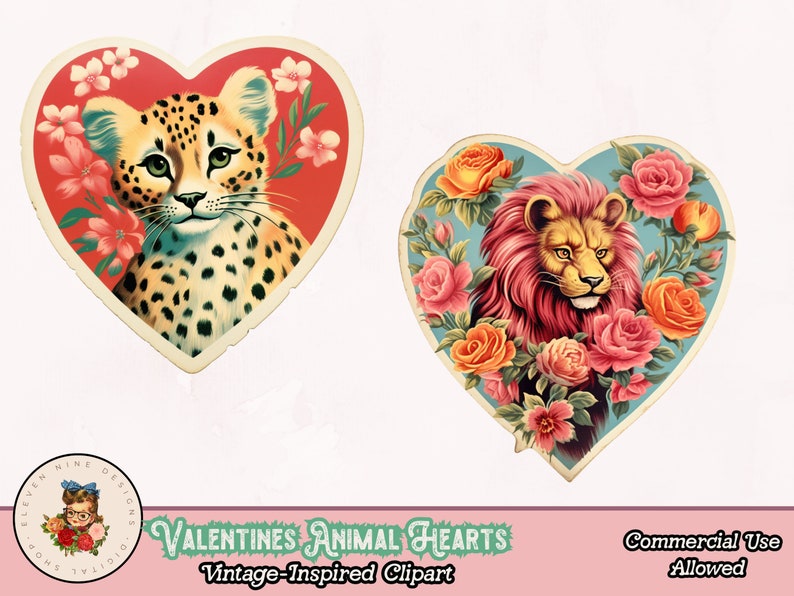 Valentine Hearts Clipart, Animal Valentines, Safari Jungle Animal PNG ...