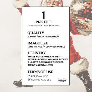 Disco Santa PNG, Dancing Santa Design, Cute Retro Santa Claus Clipart ...