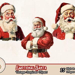 Santa Clipart PNG, Vintage Christmas Clipart, Santa Claus PNG, Vintage ...