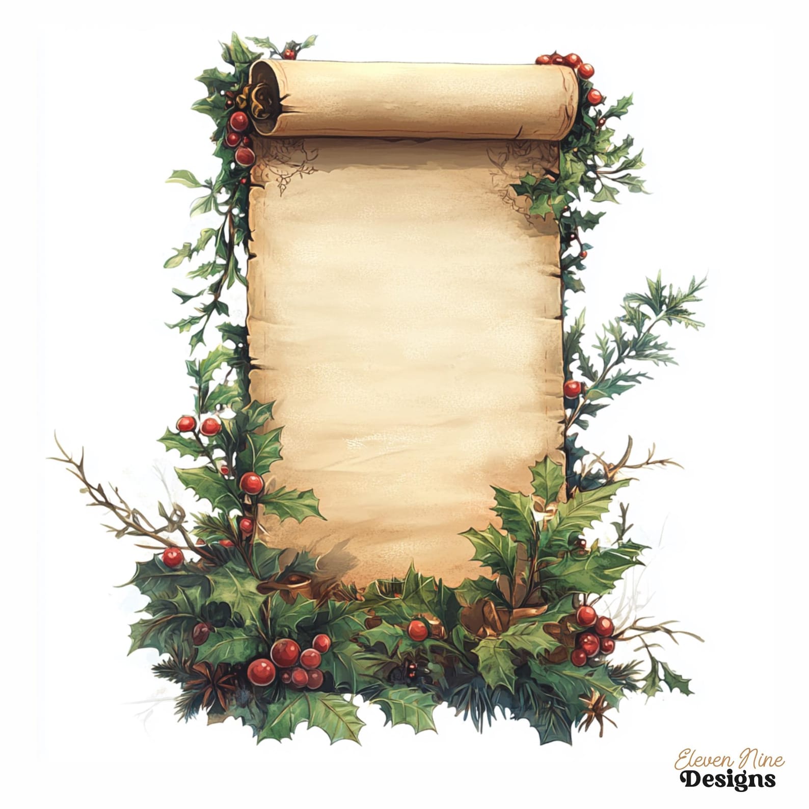 Christmas Decorative Scroll JPG Clipart, Vintage Holiday Paper Frames ...