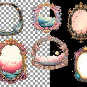 Celestial Clipart, Fantasy Frames PNG, Galaxy Digital Clipart, Sun and ...