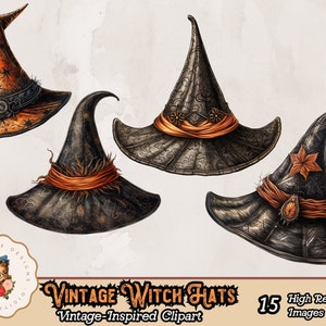 Witch Hat Clipart, Halloween Witch PNG, Commercial Use for Scrapbooking ...